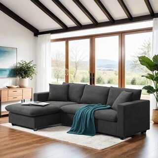 Contemporary Design 100.4*64.6" Sectional Sofa, L-shaped Couch Set with 2 Free pillows ...